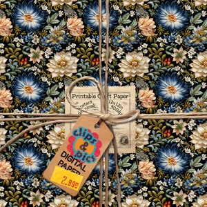 Embroidered Floral Textures Digital Paper Pack, Seamless Patterns ...