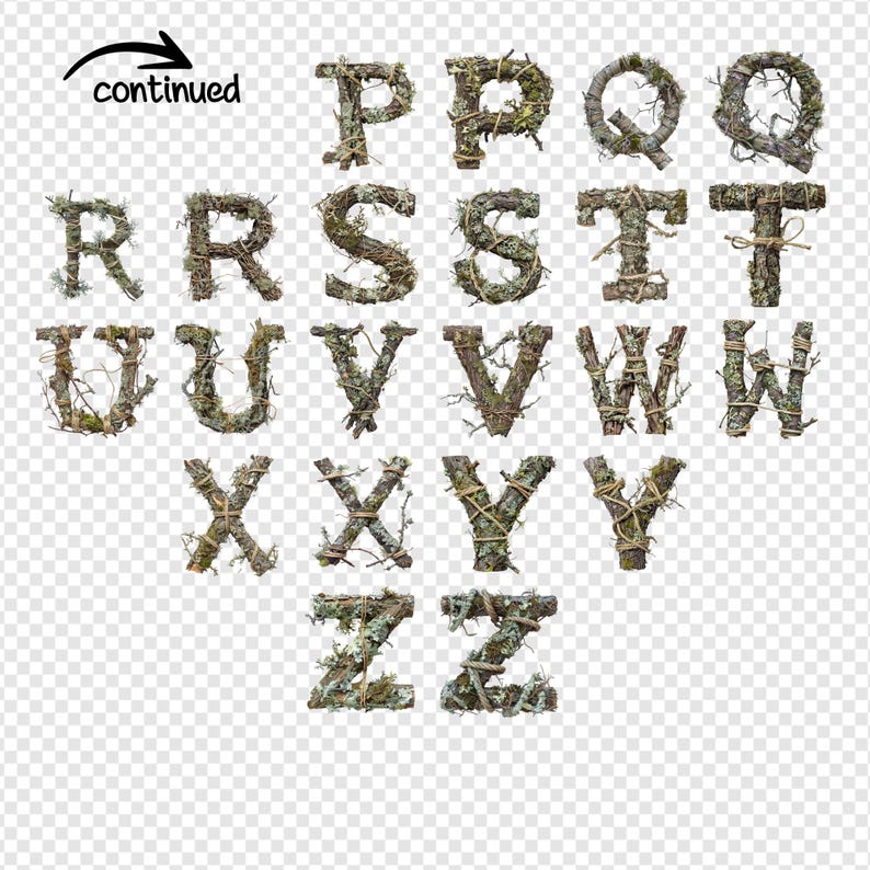 Twig and Twine Letters: Full Alphabet PNG Set on Transparent ...
