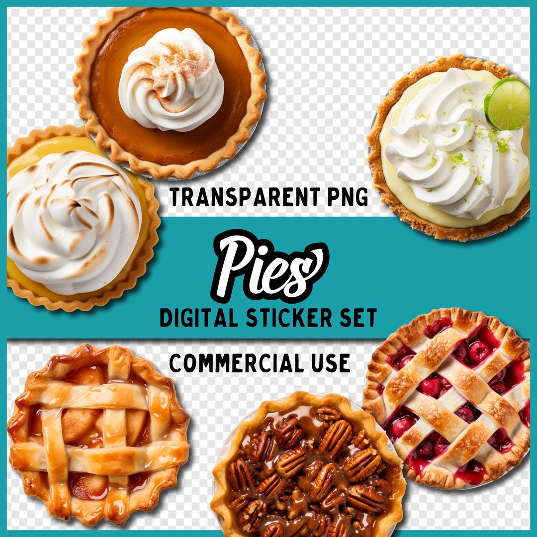 Pie Digital Stickers Photorealistic Peach Pecan Apple Lemon Meringue ...