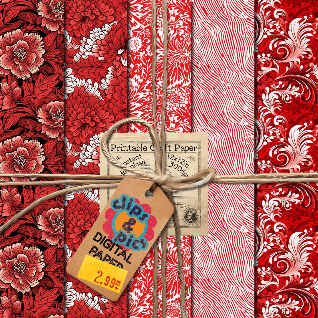 Red Patterns Digital Paper Pack, Seamless, Instant Download JPG - Etsy