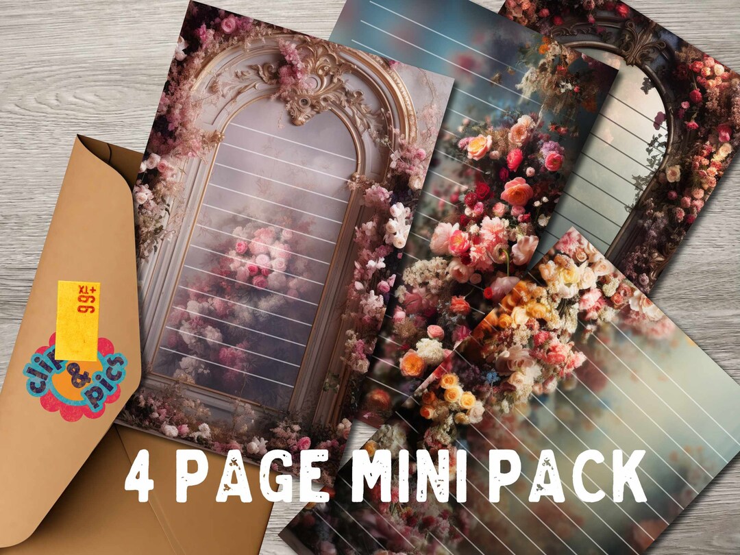 Printable Note Paper 5.5 by 8.5 Inch Pages, Digital Download Notepaper ...