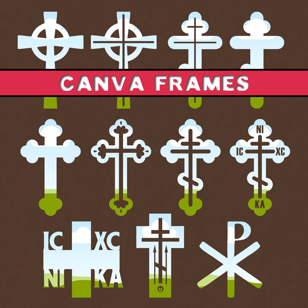 Orthodox Crosses PDF Bundle, Drag and Drop Fill Custom Canva Frames ...