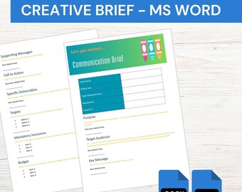 Creative Design Brief Template Microsoft Word - Etsy
