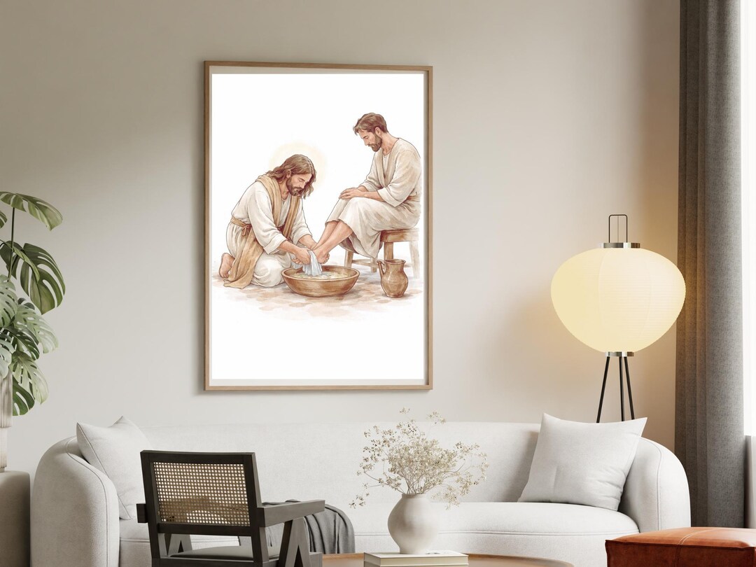 Jesus Washing Feet | Servant King Christian Art | Faith Watercolor ...