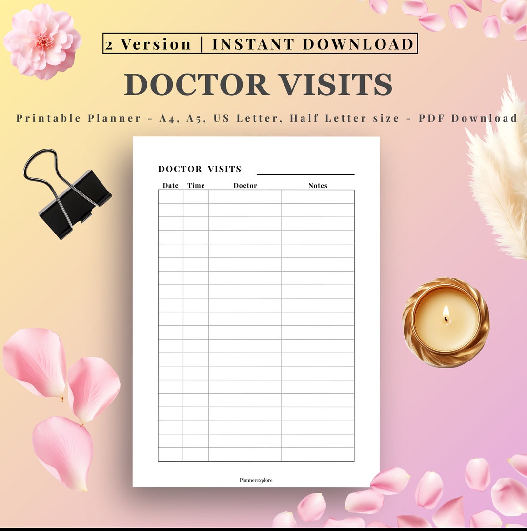 Doctor Visits Tracker Printable Template, Doctor Appointment Log ...