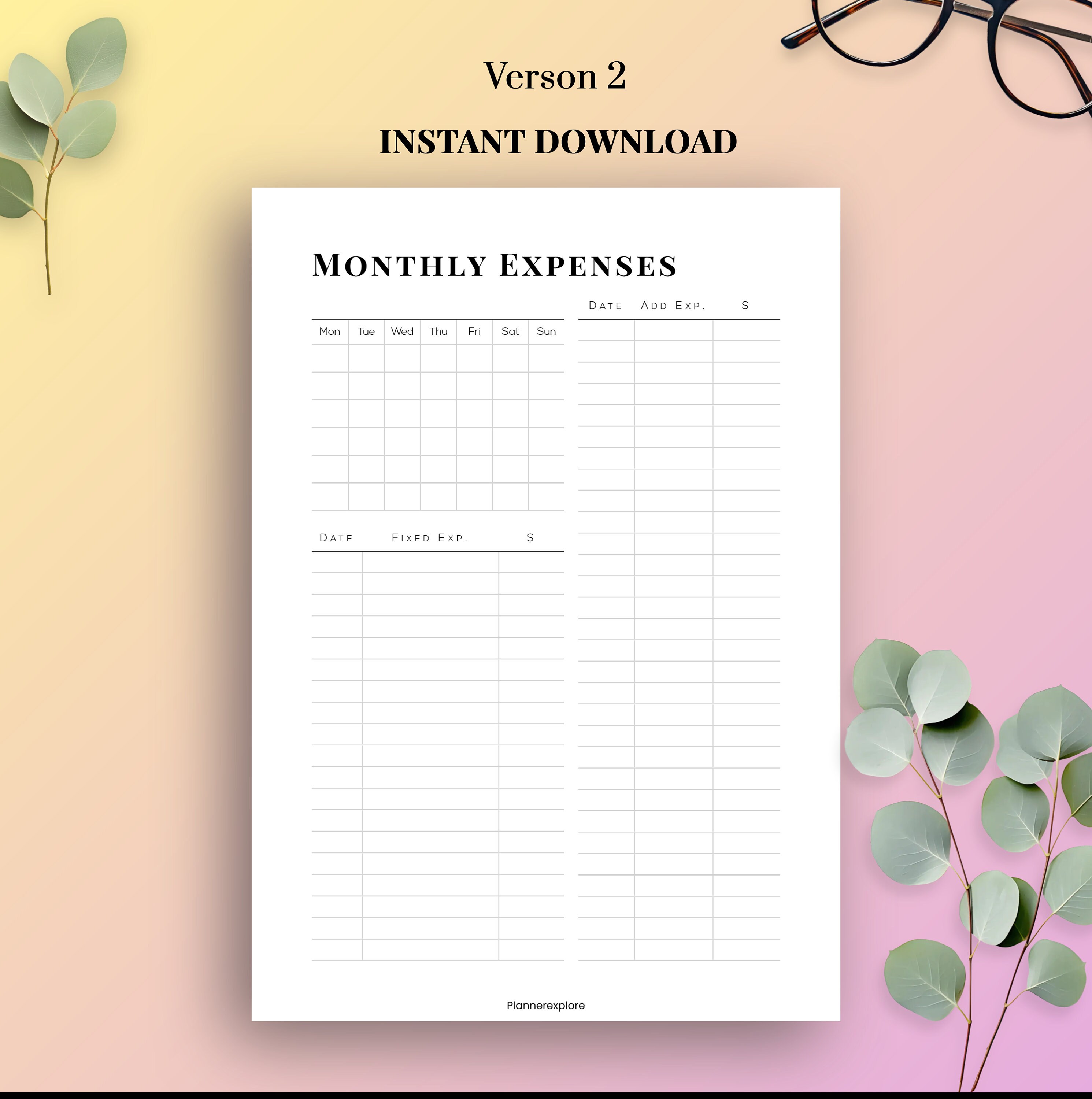 Expense Tracker Sticky Notes Budget Planner Spending Tracker Expense ...