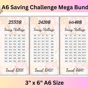 Savings Challenge Printable Savings Challenge Bundle A6 Sized Mini ...