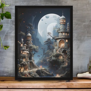 Fantasy Moon Castle Art Print - Etsy