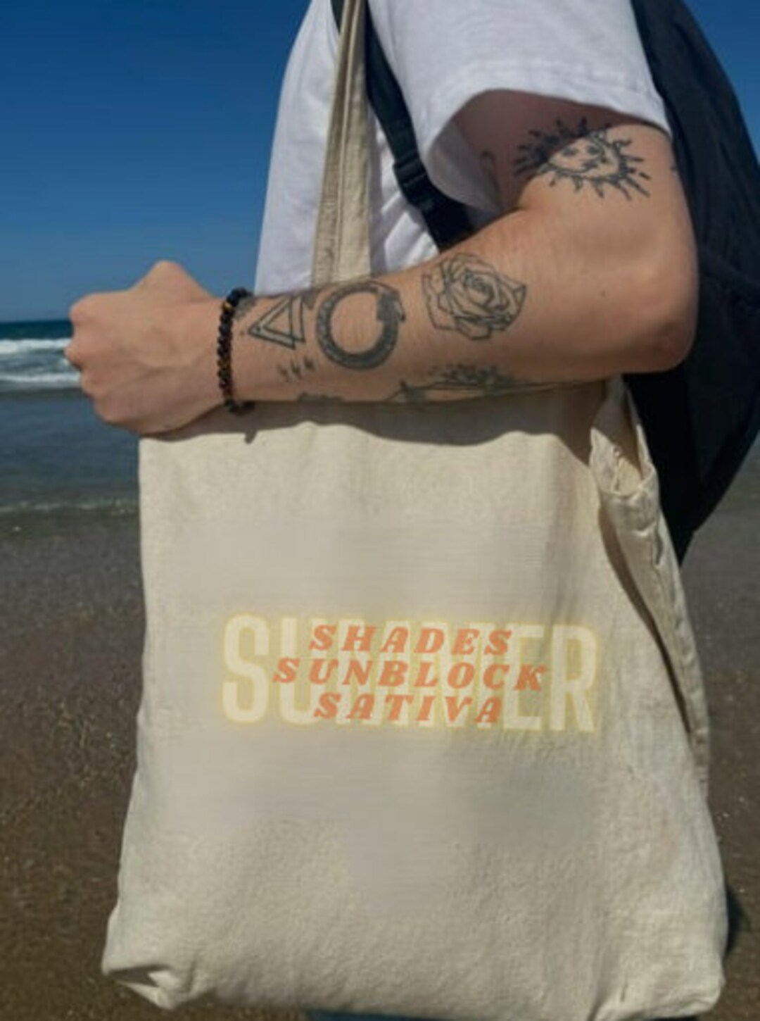Cotton Canvas Tote Bag Summer: Shades, Sunblock, Sativa - Etsy