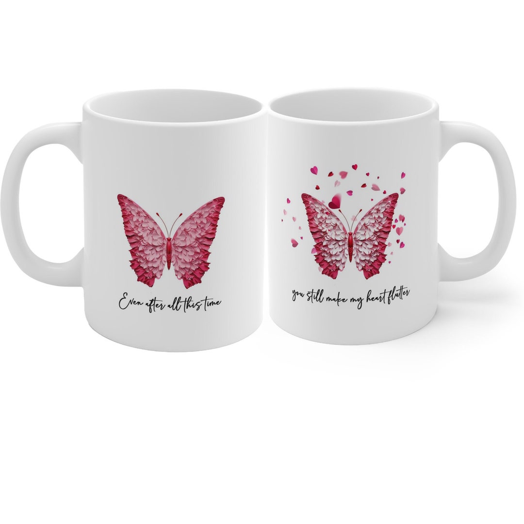 Love Mug, Beating Heart Mug, Butterfly Mug, Valentine Mug, Heart ...