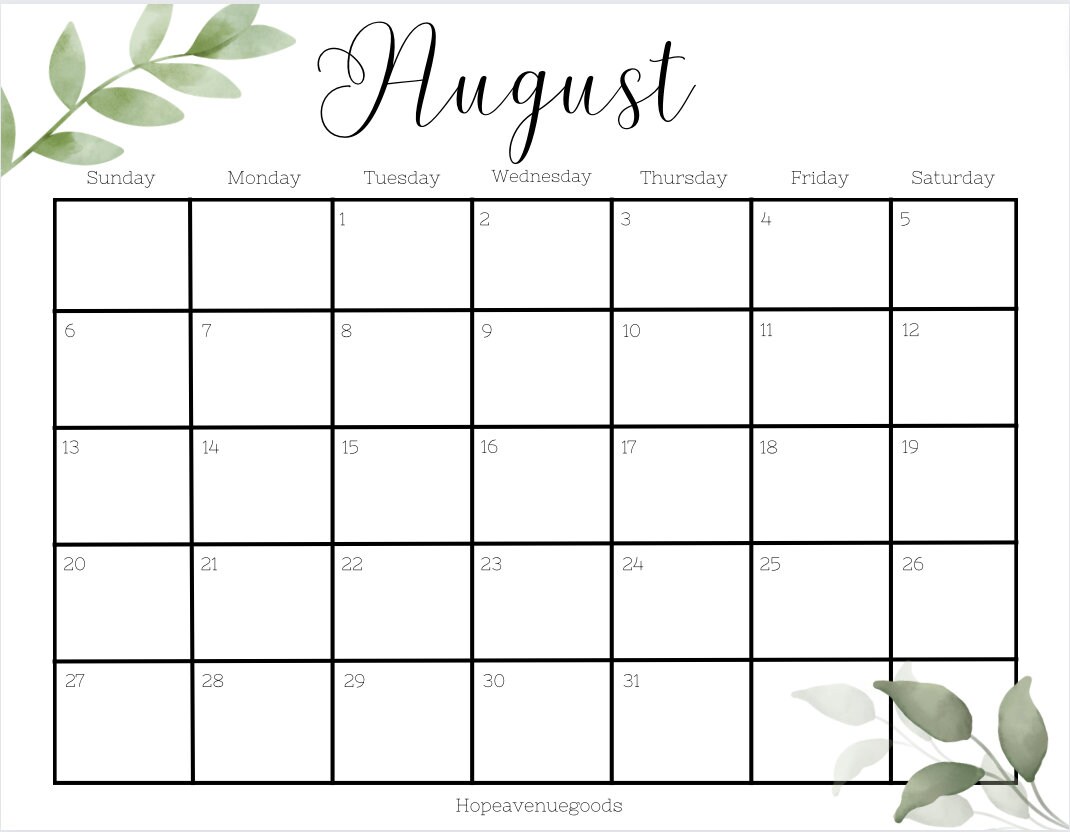 Editable August 2023 July 2024 Calendars - Etsy