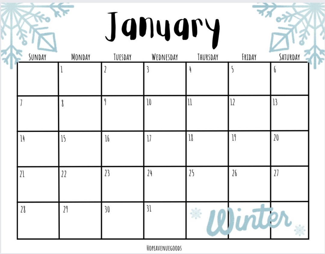 Editable January 2024 Calendar - Etsy Canada