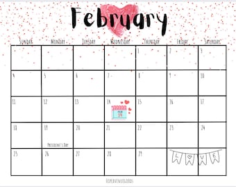 EDITABLE February 2024 Calendar, Valentine's Day, Homeschool, Loving ...