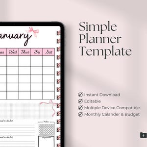 Simple Digital Monthly Planner - Etsy
