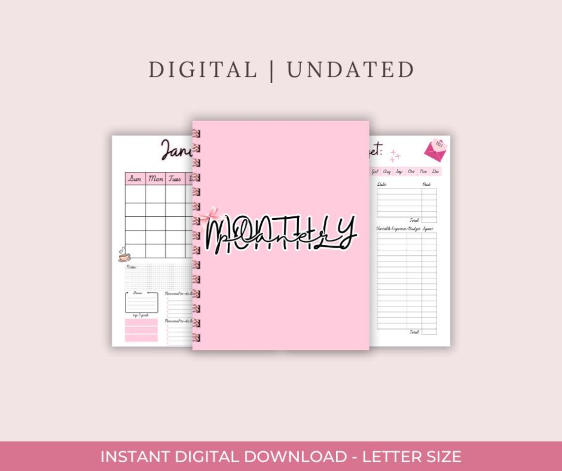 Simple Digital Monthly Planner - Etsy