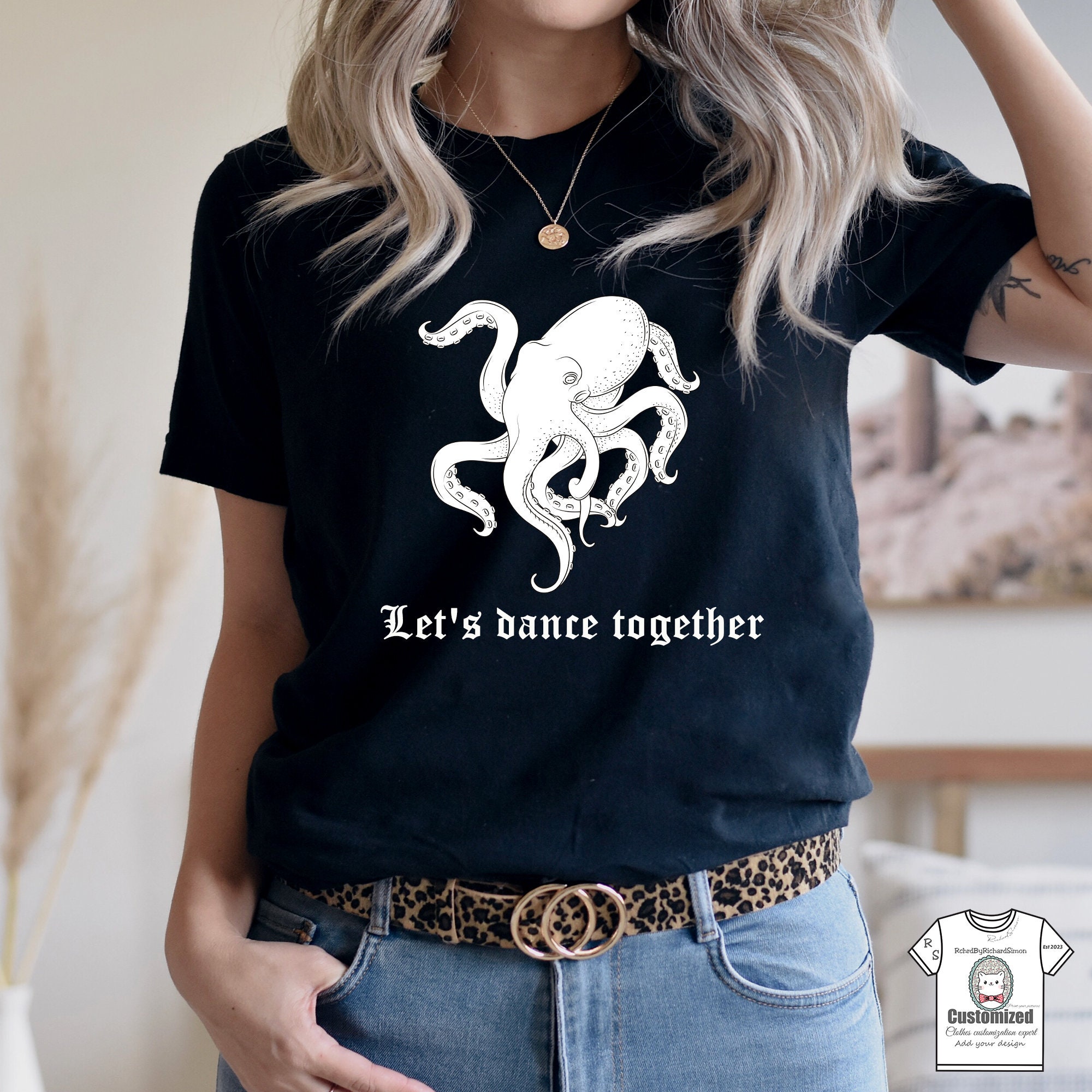 Octopus Retro T-shirt, Octopus Vintage Tattoo Style Shirt, Unisex Funny ...