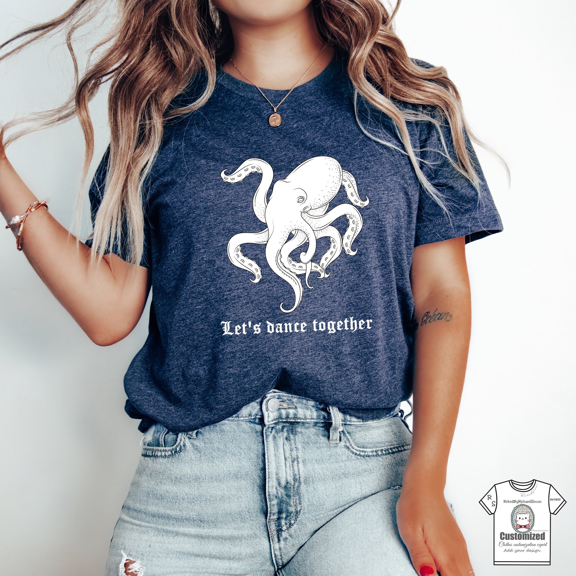 Octopus Retro T-shirt, Octopus Vintage Tattoo Style Shirt, Unisex Funny ...