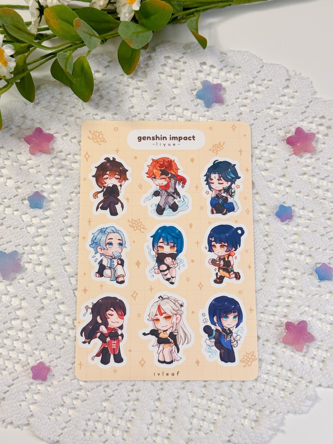 Genshin Impact Sticker Sheets Matte Glossy Vinyl Stationary Bujo ...