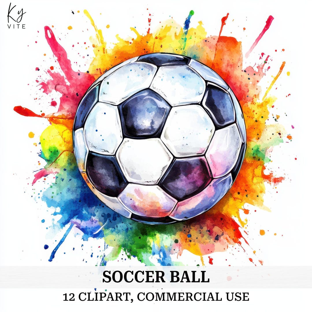 Watercolor Soccer Ball Clipart: Rainbow Splashes (digital Download) - Etsy