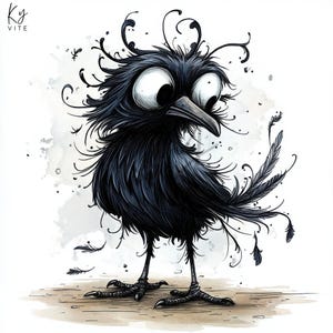 16 Quirky Crow Clipart, Whimsical Black Bird, Printable Watercolor ...