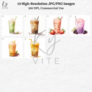 19 Bubble Tea Clipart, Boba, Bubble Milk Tea, Printable Watercolor ...
