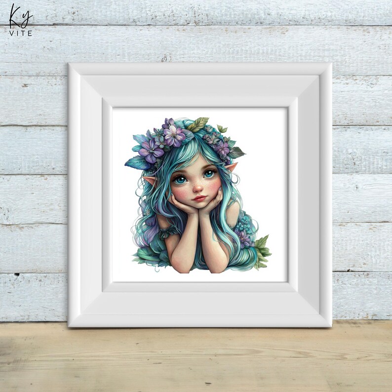 12 Elf Clipart, Teal Purple Elf, Whimsical Elf, Printable Watercolor ...
