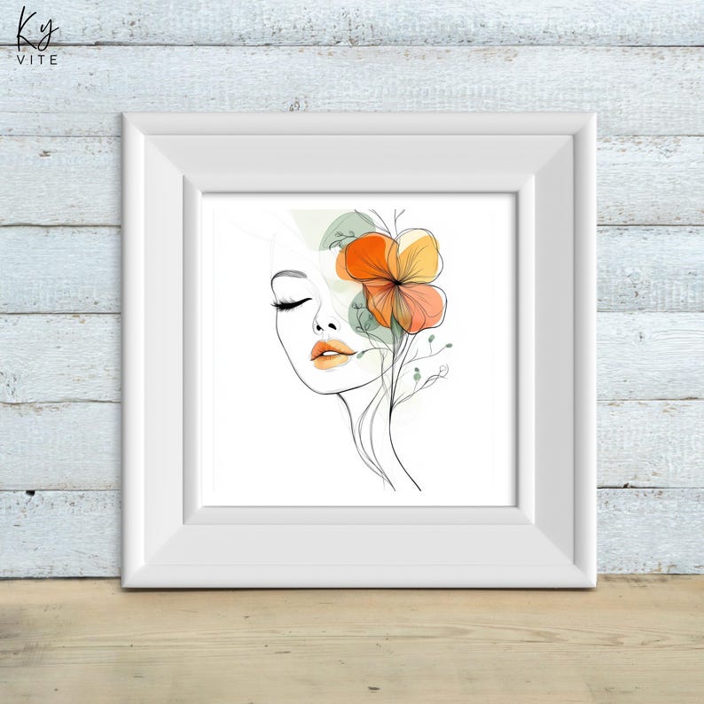 12 Floral Woman Face Clipart, Minimalist Floral Woman, Floral Face Line ...