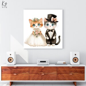 15 Cute Kitten Wedding Couple Clipart, Bride and Groom Cat, Wedding ...