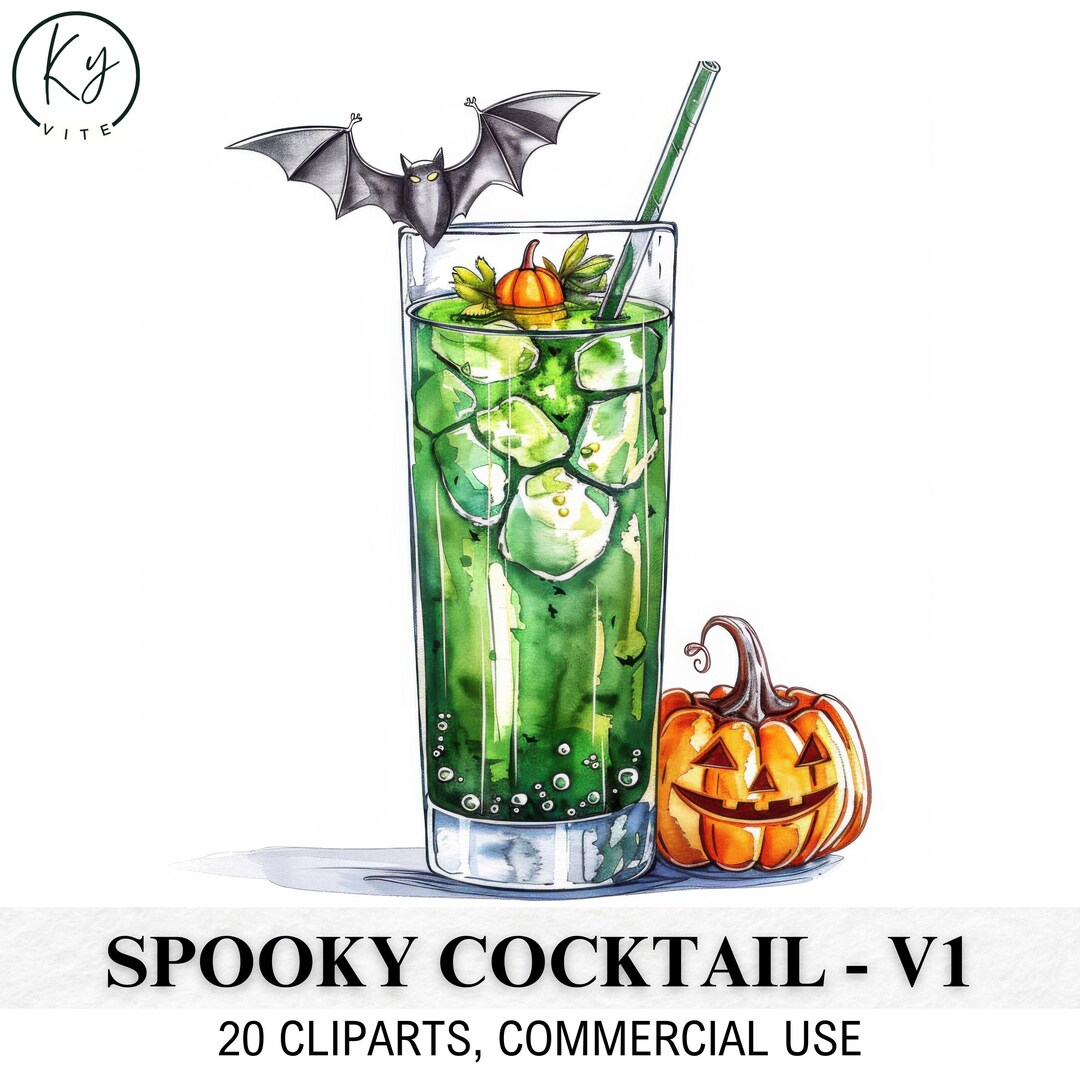 20 Spooky Cocktail Clipart, Halloween Cocktail, Printable Watercolor ...