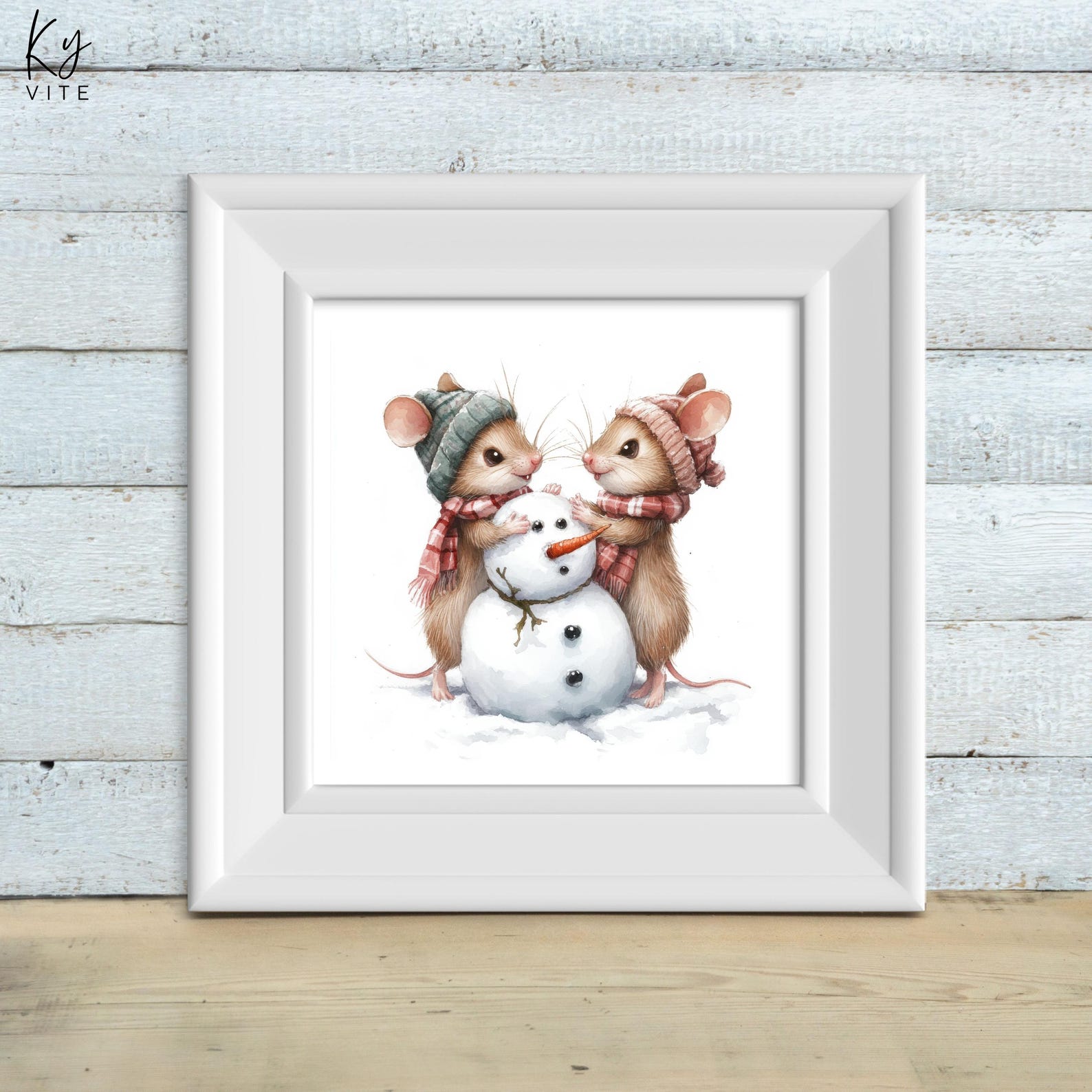 Winter Mice Clipart: Snowman Scene, Watercolor Christmas (digital ...