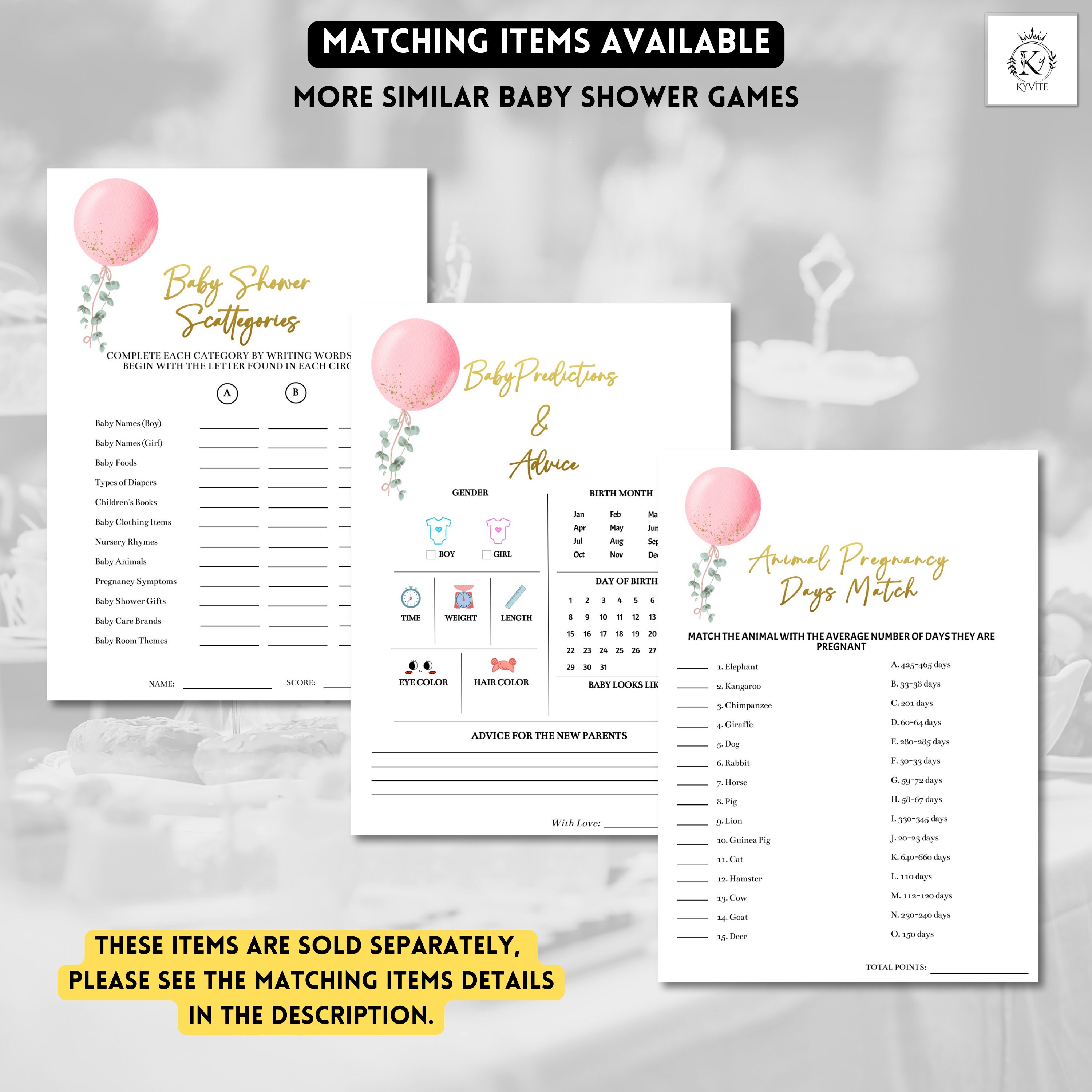 Baby Traits for Baby Shower Game Guess the Baby Features - Etsy