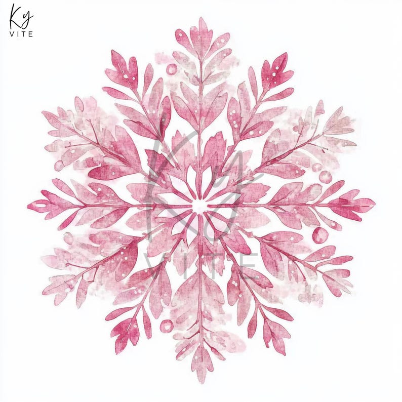 12 Light Pink Snowflake Clipart, Winter Craft, Christmas Watercolor ...