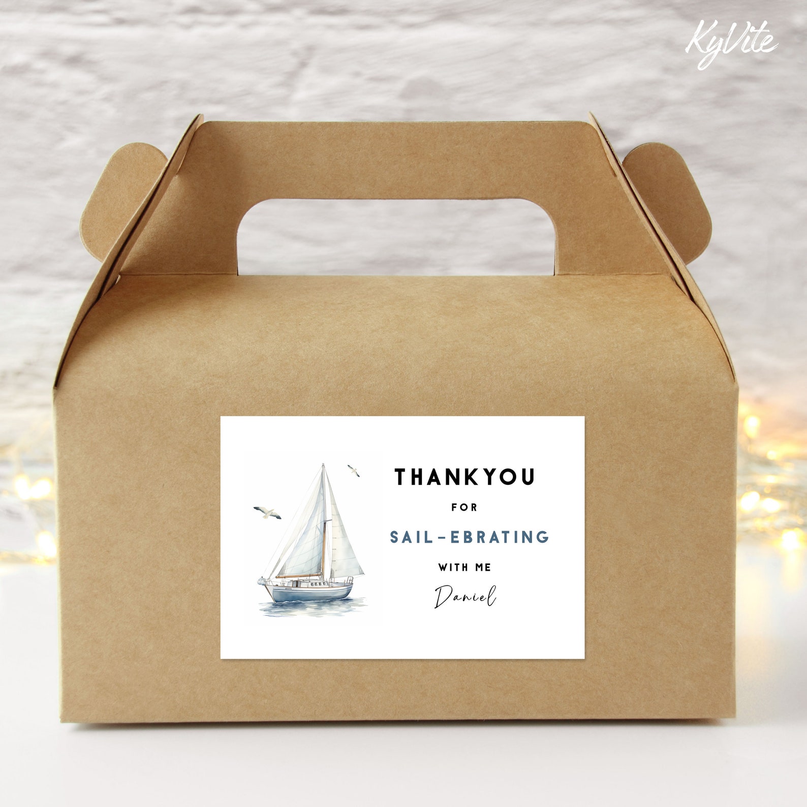 Editable Nautical Birthday Gable Box Label, Party Favor/gift Box Label ...
