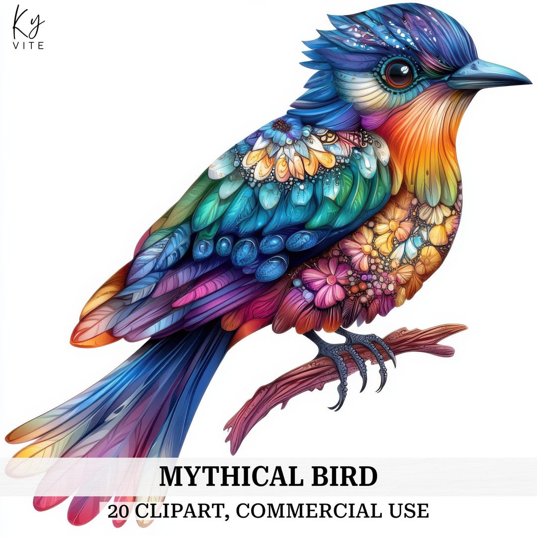 20 Mythical Bird Clipart, Magical Bird Art, Printable Watercolor ...