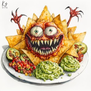 15 Scary Food Monsters Clipart, Halloween, Printable Watercolor Clipart ...