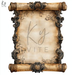 Medieval Scroll Clipart: Vintage Watercolor Paper Craft (digital ...