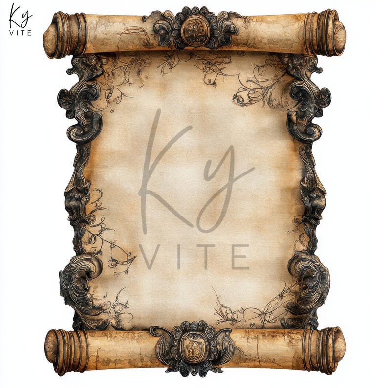 Medieval Scroll Clipart: Vintage Watercolor Paper Craft (digital Download) - Etsy Australia