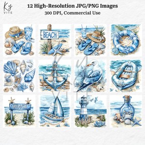 12 Nautical Beach Clipart, Marine Clipart, High Quality, Printable ...