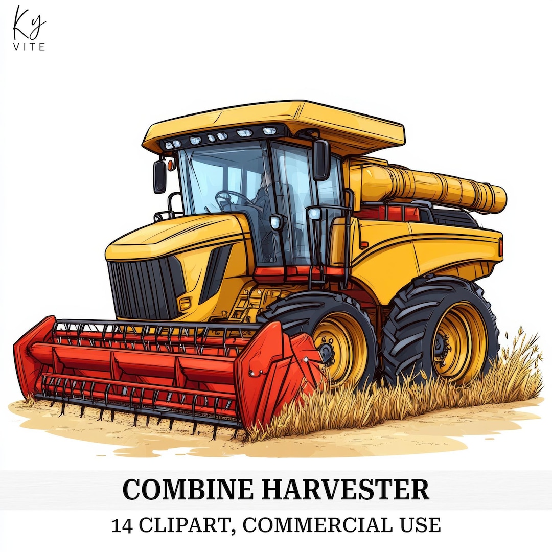 14 Combine Harvester Vehicle Clipart, Printable Watercolor Clipart ...