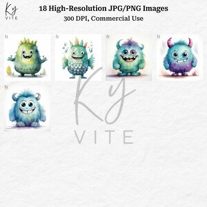 19 Whimsical Monster Clipart, Cute Monster, Printable Watercolor ...