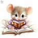 12 Mouse Reading a Book Clipart, Baby Mouse, Printable Watercolor ...