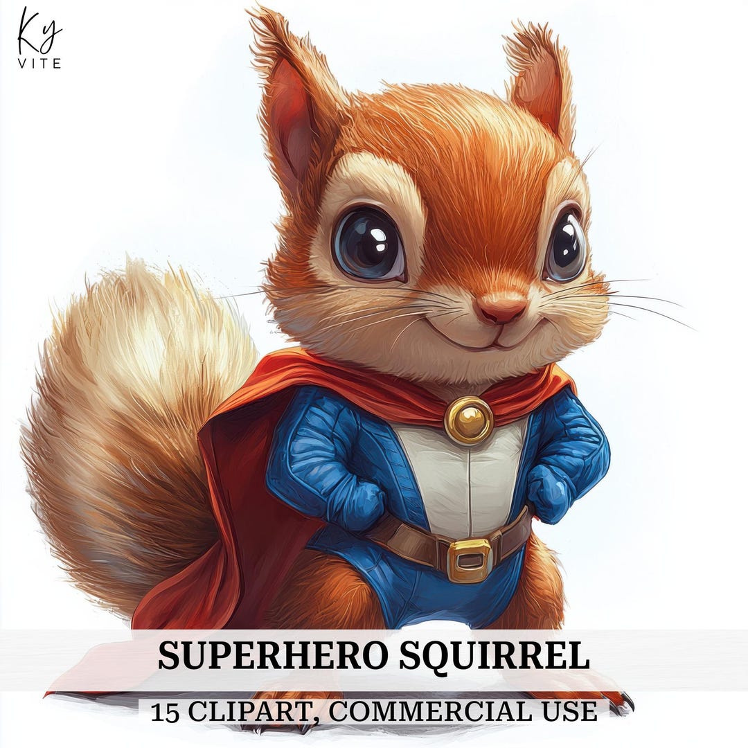 15 Superhero Squirrel Clipart, Squirrel in a Superhero Outfit ...