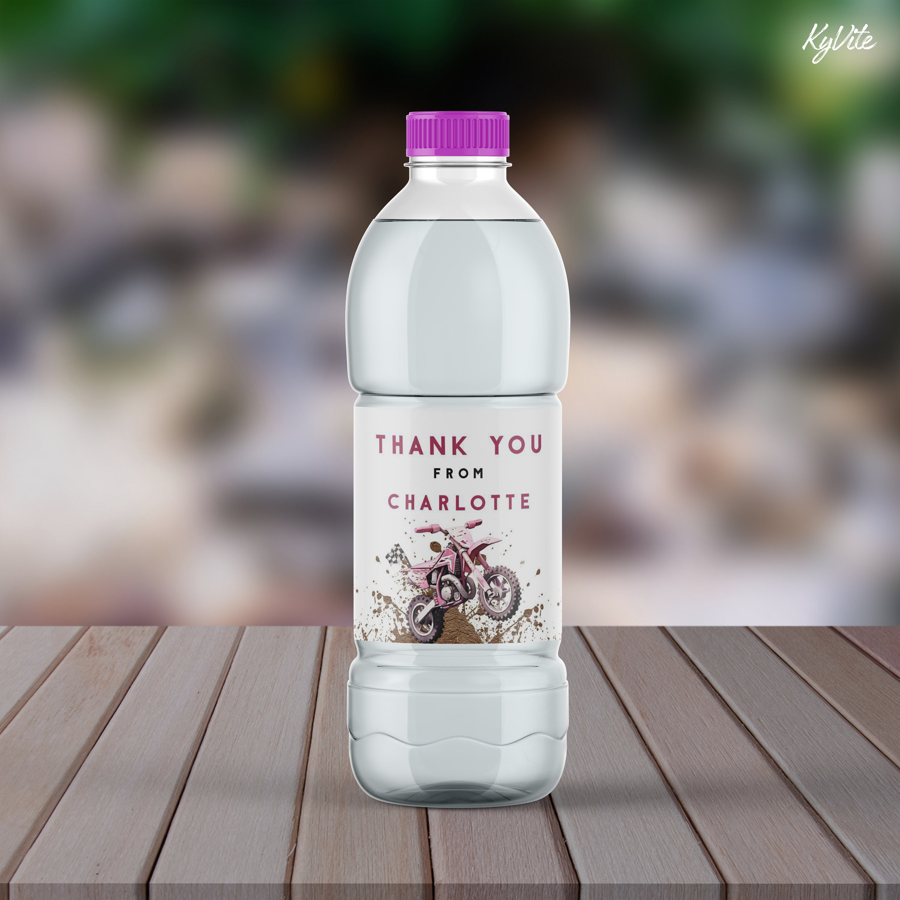 Editable Pink Dirt Bike Water Bottle Label Wrapper Template, Water ...