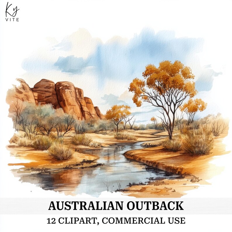 12 Australian Outback Clipart, Australian Landscape, Printable ...