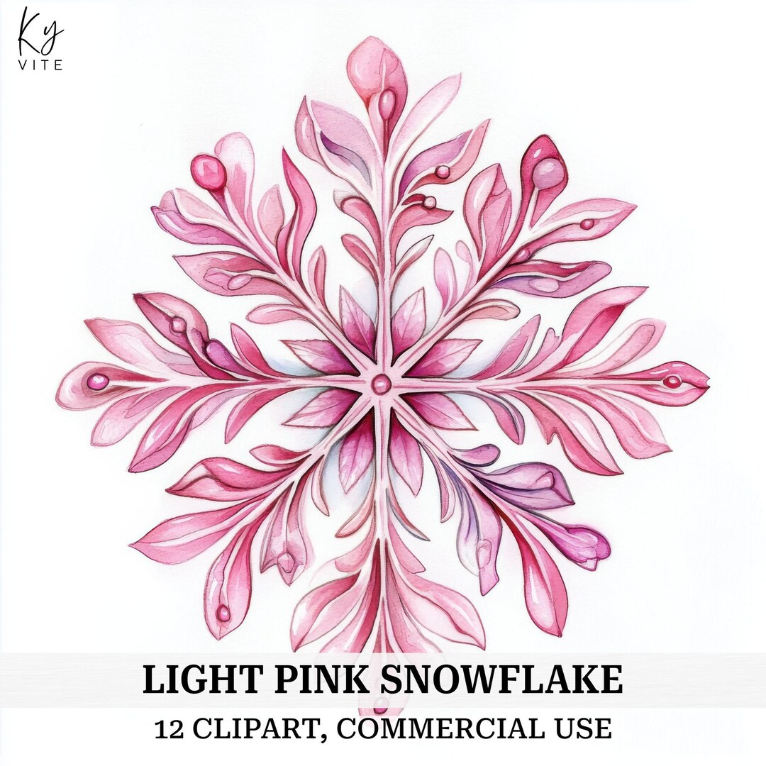 12 Light Pink Snowflake Clipart, Winter Craft, Christmas Watercolor ...