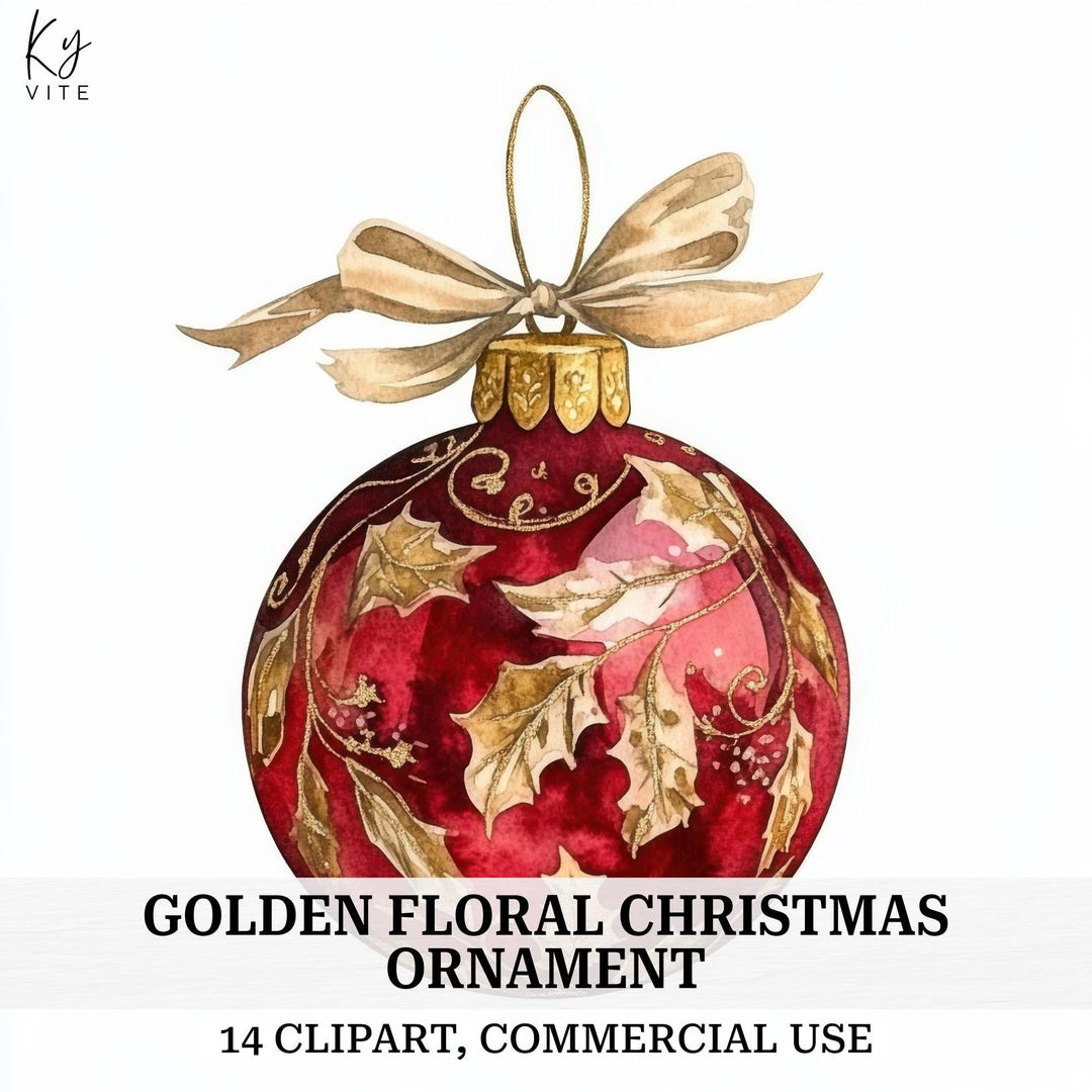 14 Christmas Ornament Clipart, Christmas Card Making, Printable ...