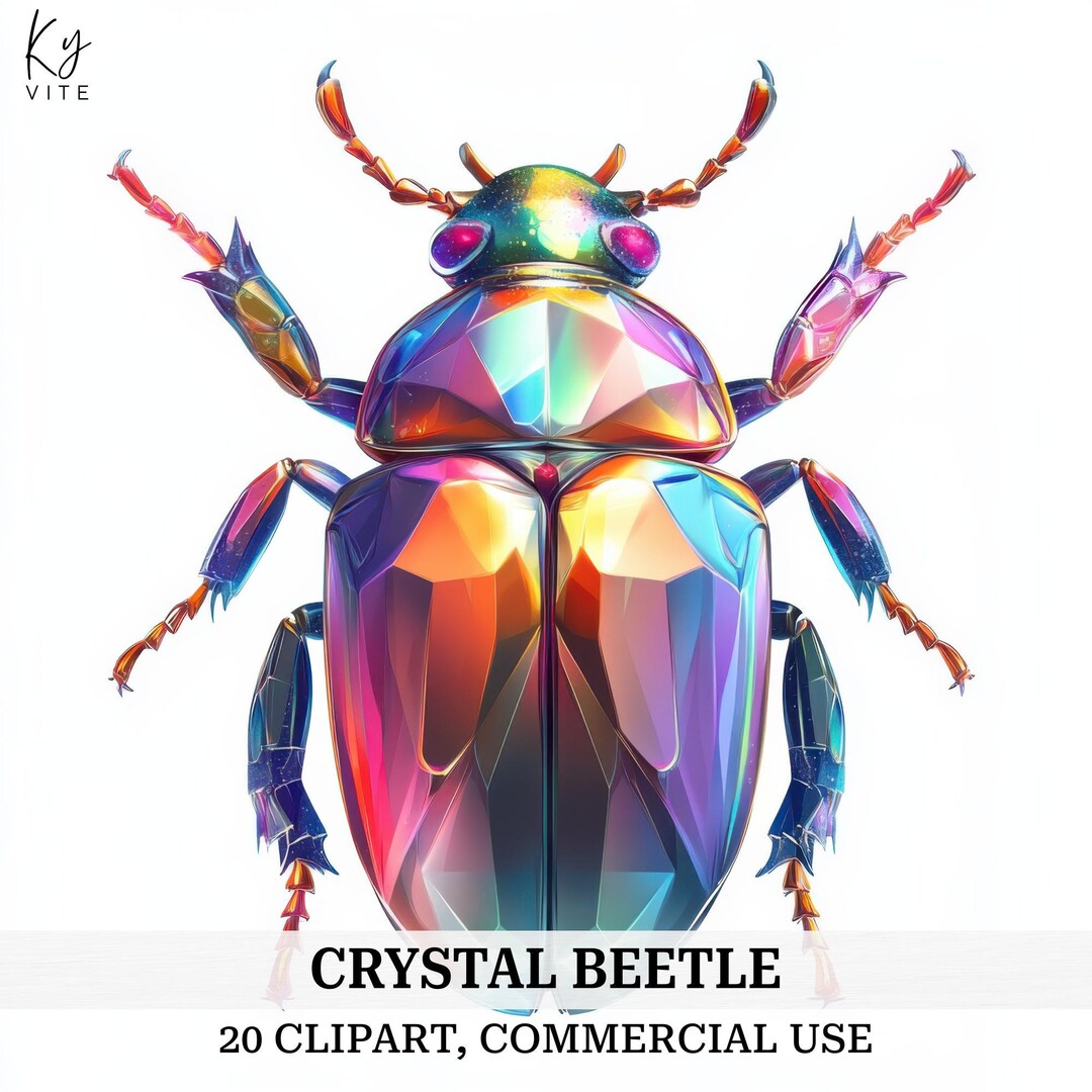 20 Crystal Beetle Clipart, Papercraft, Printable Watercolor Clipart ...