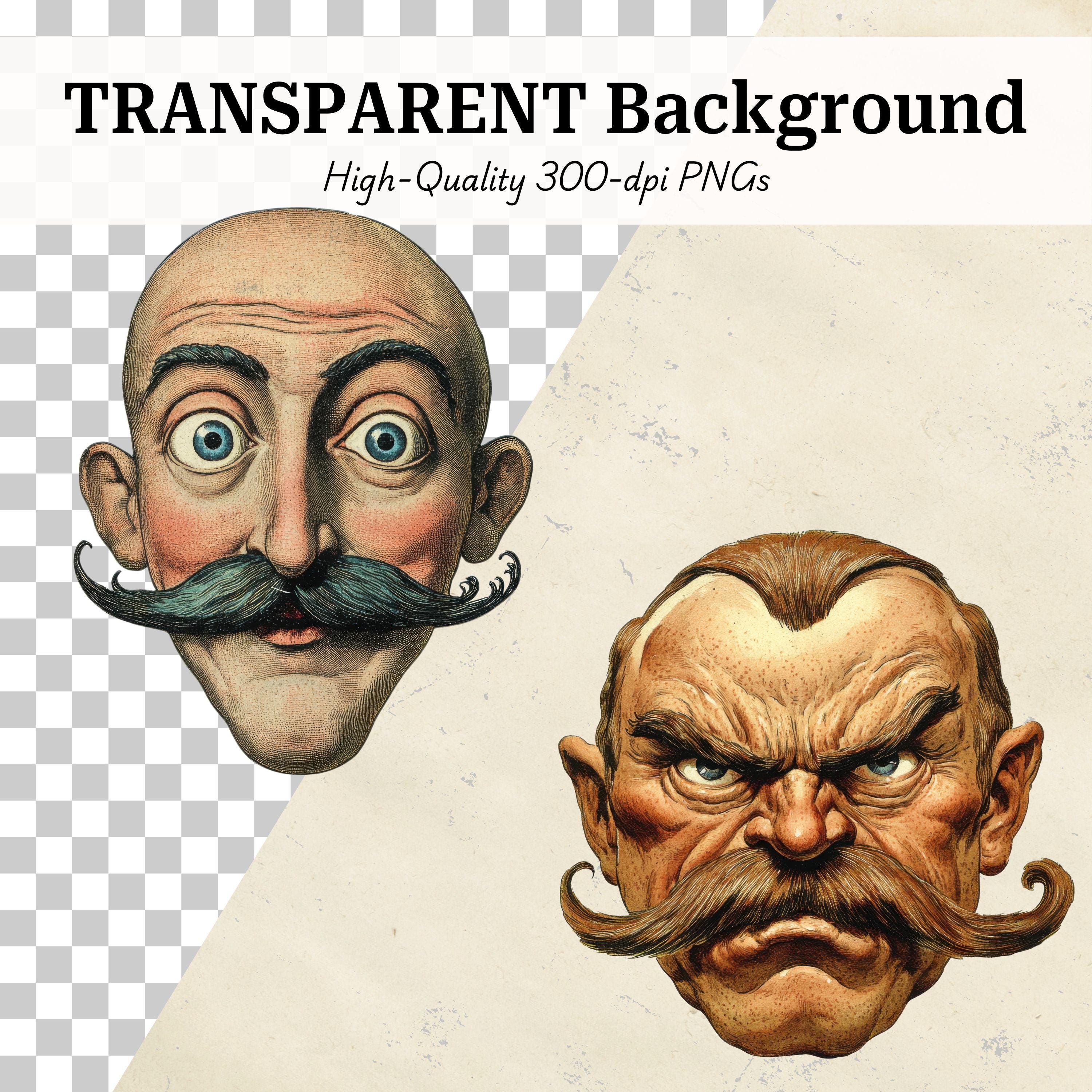 Funny Moustache Man Clipart: Vintage PNG Bundle (digital Download) - Etsy