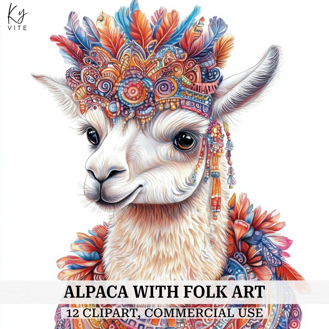 12 Alpaca Clipart, Alpacas With Flowers, Whimsical Floral Alpaca, High ...
