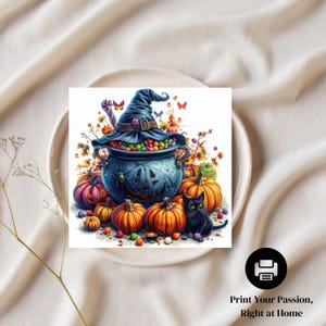 16 Candy-filled Cauldron Clipart, Candy Cauldron, Printable Watercolor ...